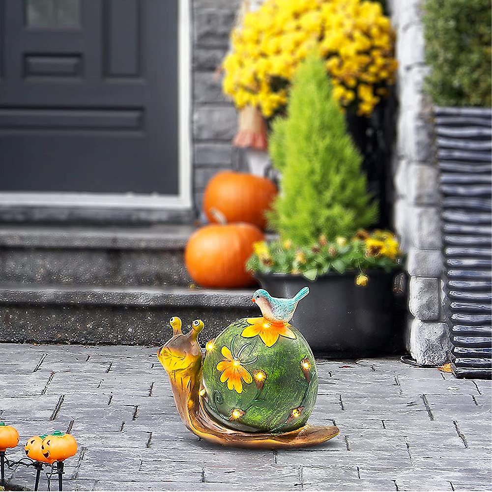 Garden Statue Solar Powered Snail Resin Sculpture Garden Ornament Solar ...