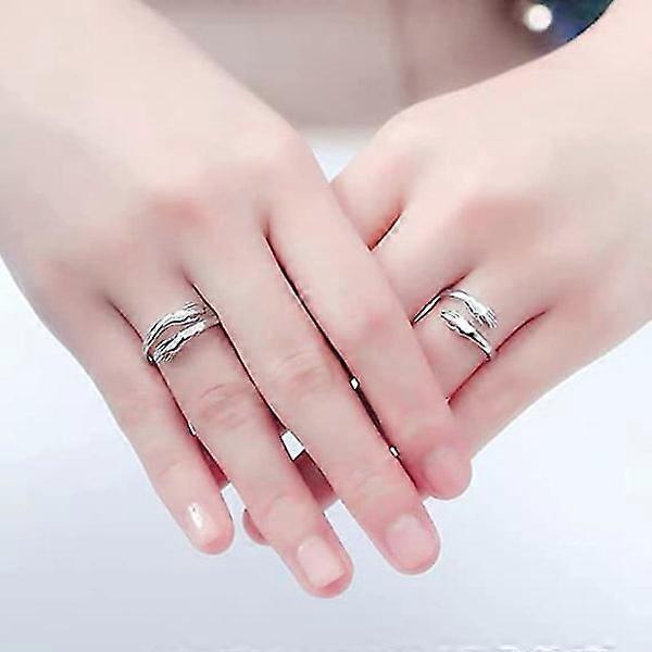 2pcs Hug Ring, 925 Sterling Silver Hug Rings For Women Men Girls Love Hugs Open Promise Ring ...