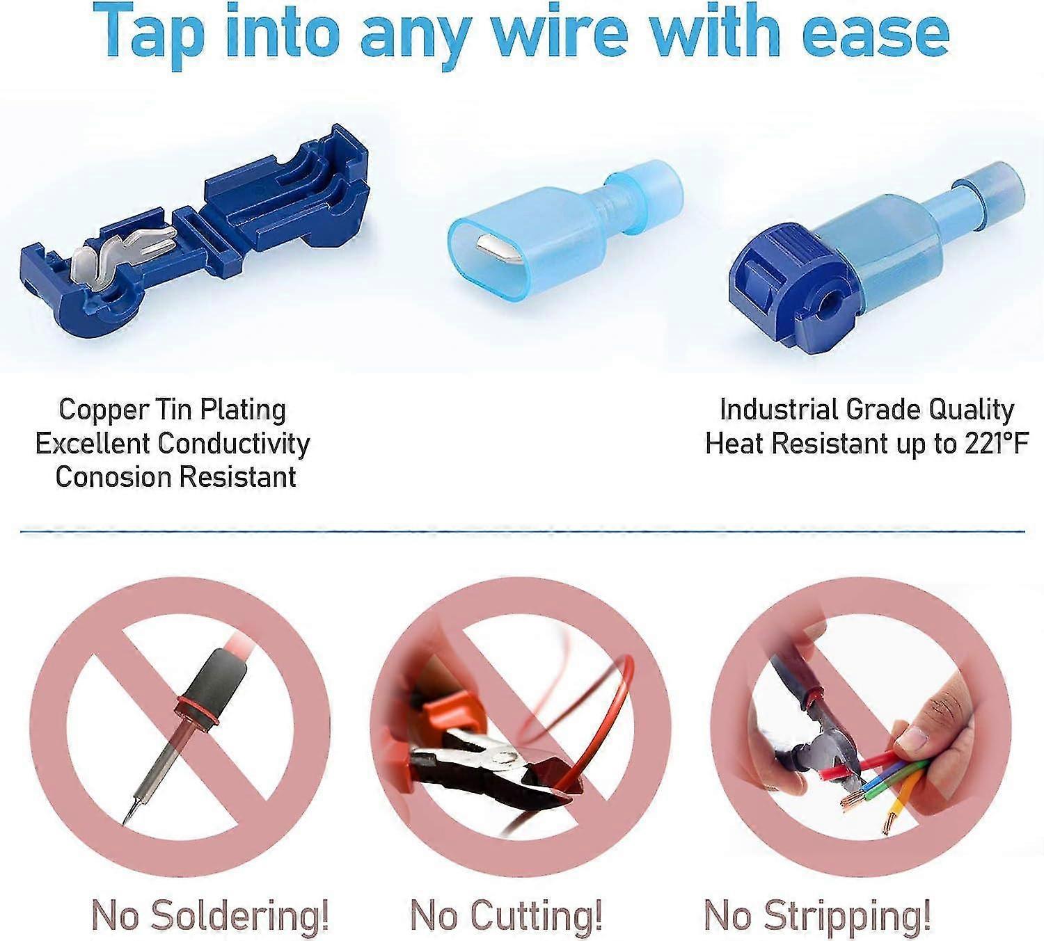 120Pcs T tap Connector Electrical Lug, Quick Connector for Car ...