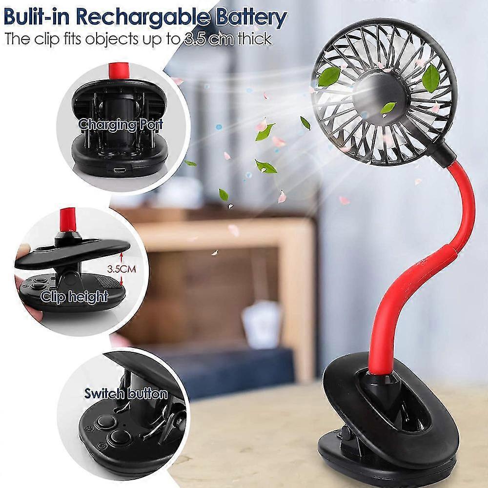 Clip Fan Rechargeable Battery Operated Clip On Mini Desk Fan,black ...