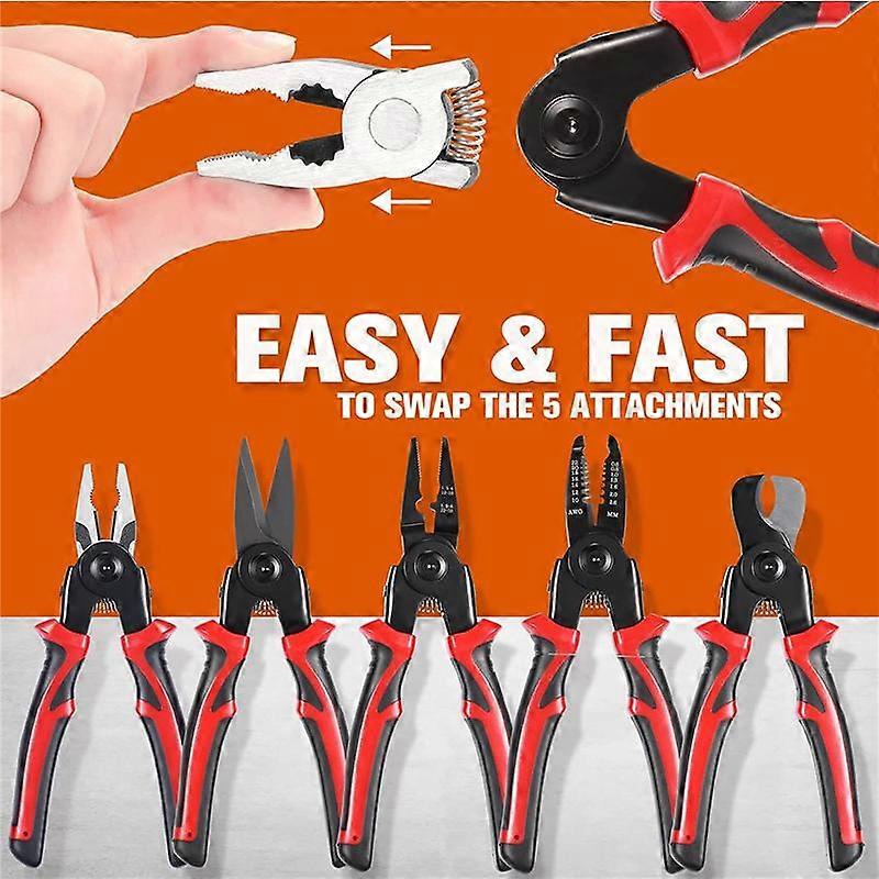 5-PCS Plier Tool Set, 5 in 1 Versatile Tool Kit, with Linesman Plier ...