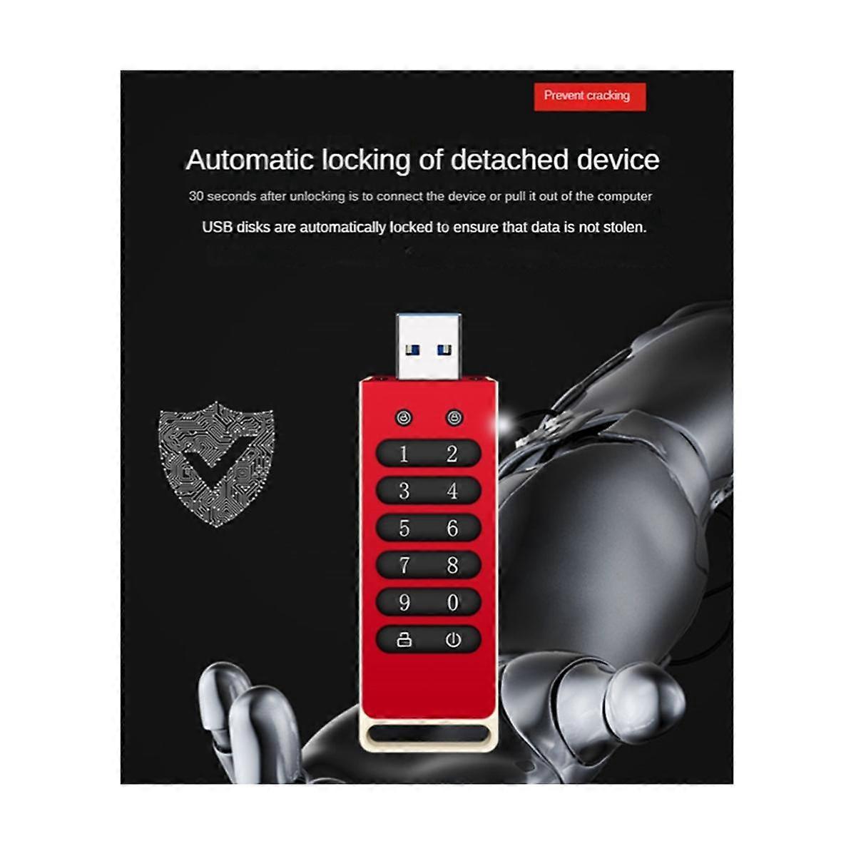 Secure USB Drive, 32GB Encrypted USB Flash Drive Hardware Password ...