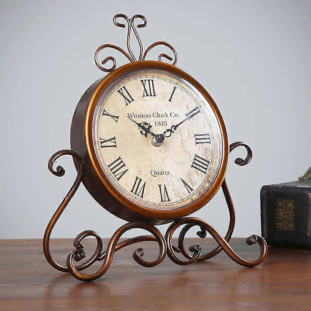 Table Clocks 28 cm Height Silent Non Ticking Roman Retro Art Desk Clock ...