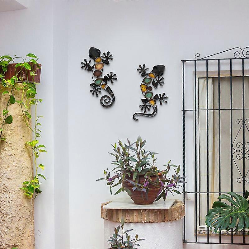 Retro Iron Gecko Statue Wall Art Ornaments Rustic Metal Lizard ...