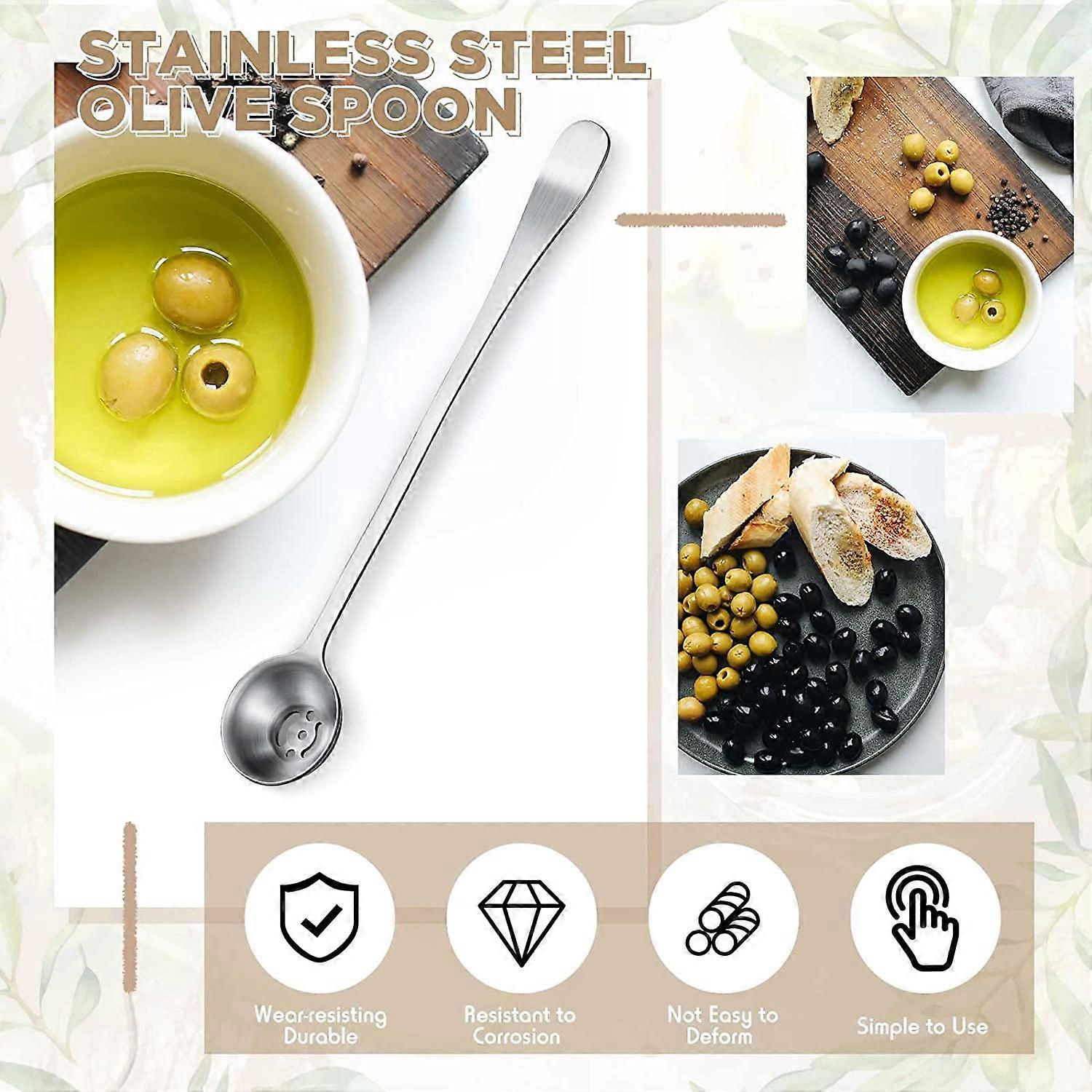 Olive Spoon Stainless Steel Pickle Spoon with Drain Hole Slotted Spoon ...