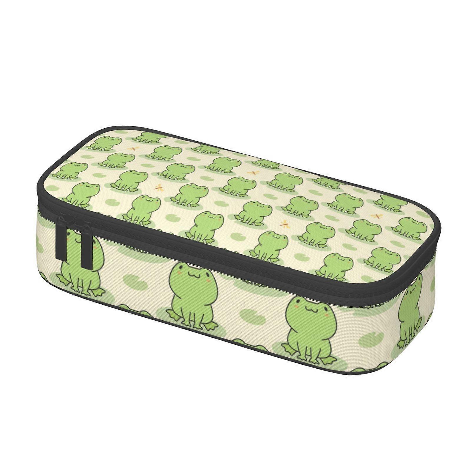 Cute Cartoon Frog Pattern Pencil Case Big Capacity Pencil Pouch Makeup ...