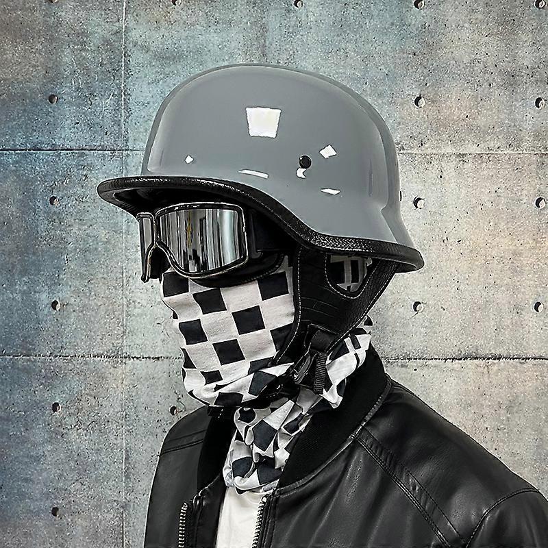 Motorcycle DOT German Style Half Helmet + Goggles for H-arley Biker ...
