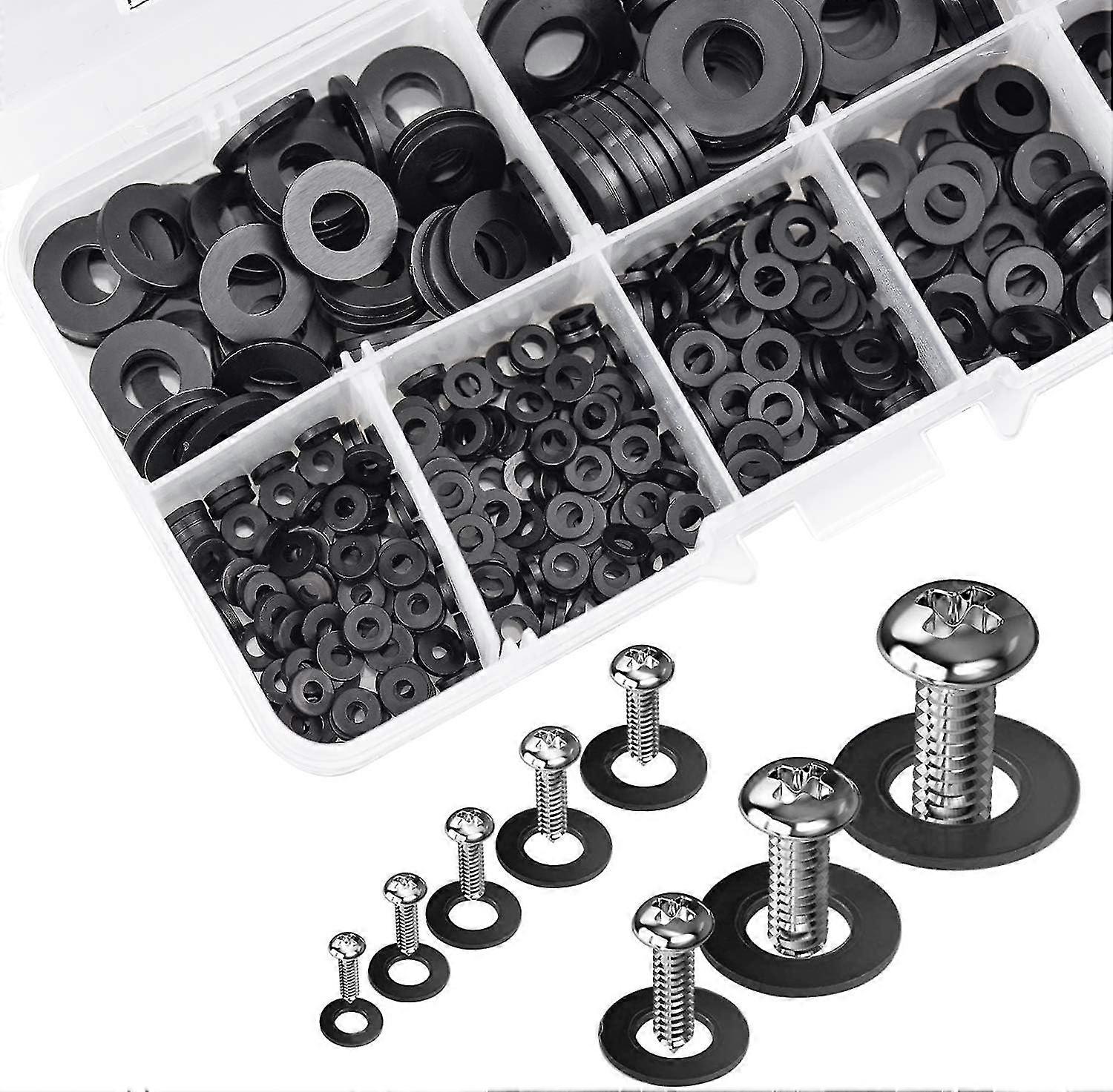 500 Pcs Black Plastic Washers Locking Washers Fasteners, Self-locking ...