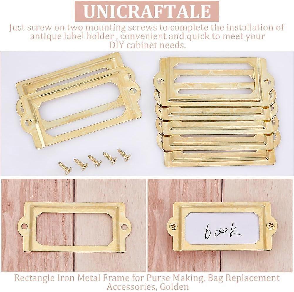 20 Sets 1.29" Golden Label Holder Rectangle Iron Tag Frame Metal Name ...