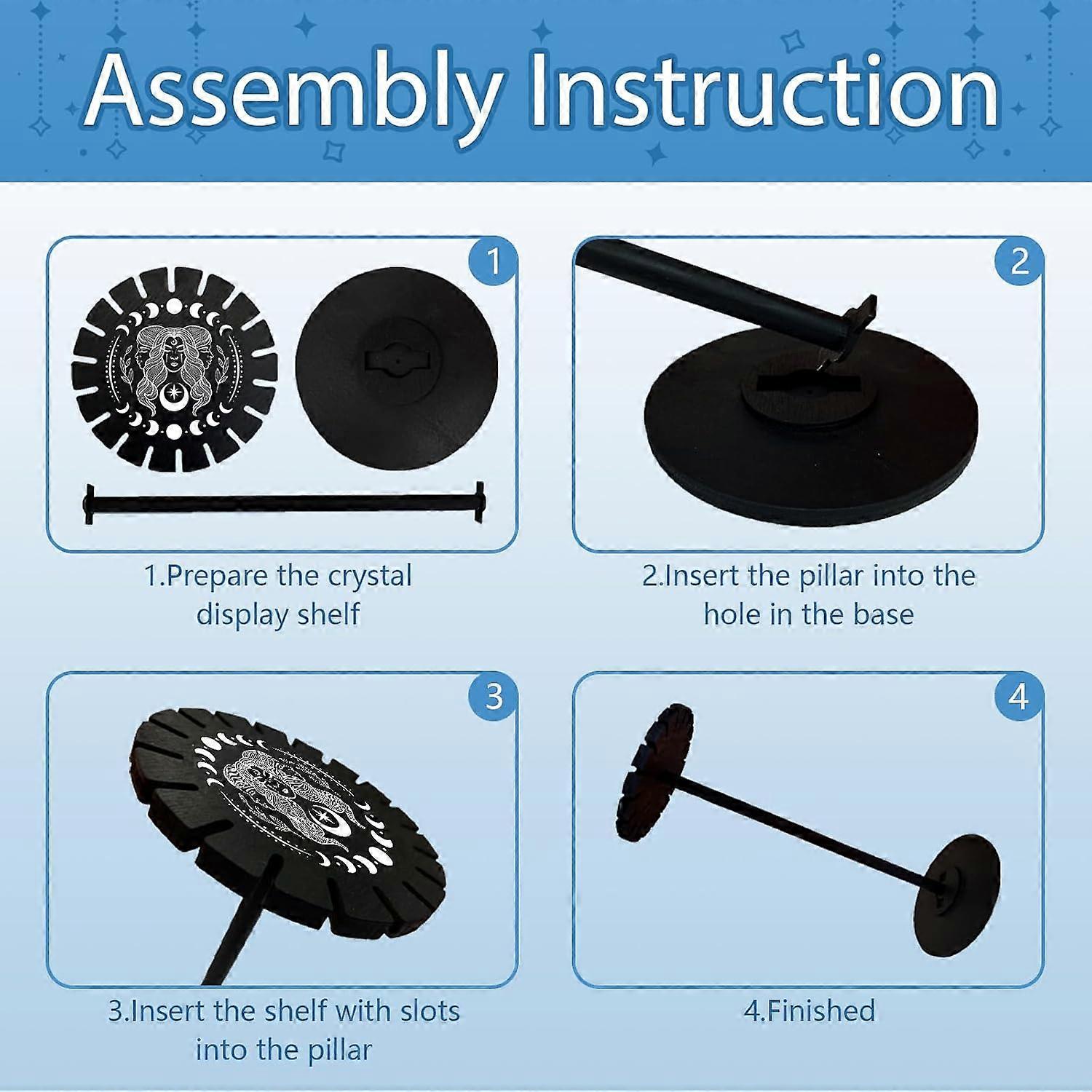 Goddess Pendulum Stand Crystal Display Shelf Black Wooden Divination ...