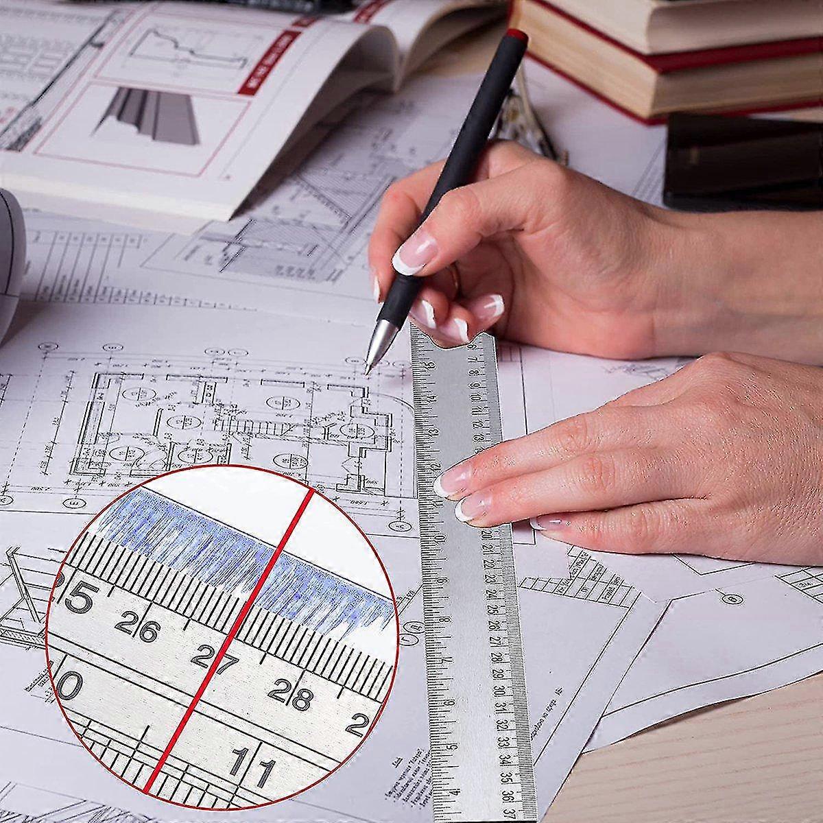 Metal Ruler with Cork Backing:(12+18 Inch) Stainless Steel Ruler Non ...