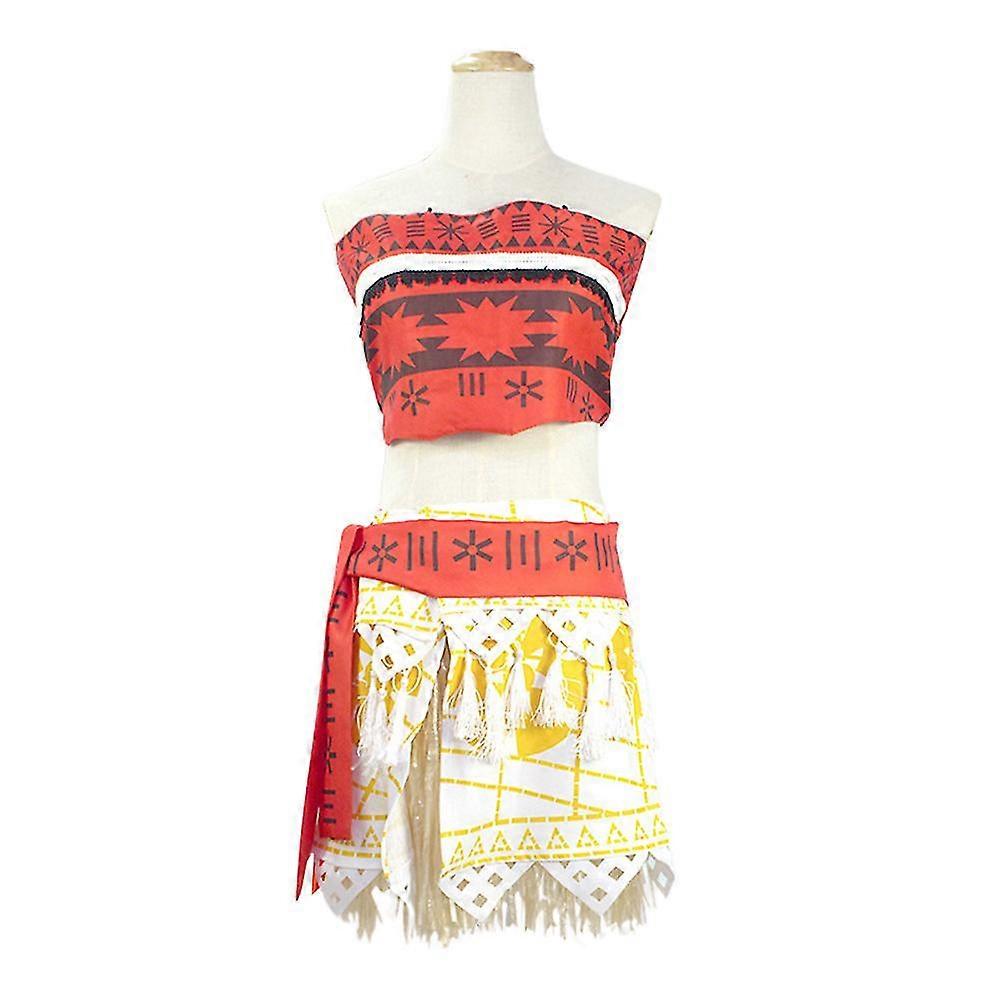 Lady Moana Cosplay Costume Suit Skirt Set With Necklace Halloween Dress ...