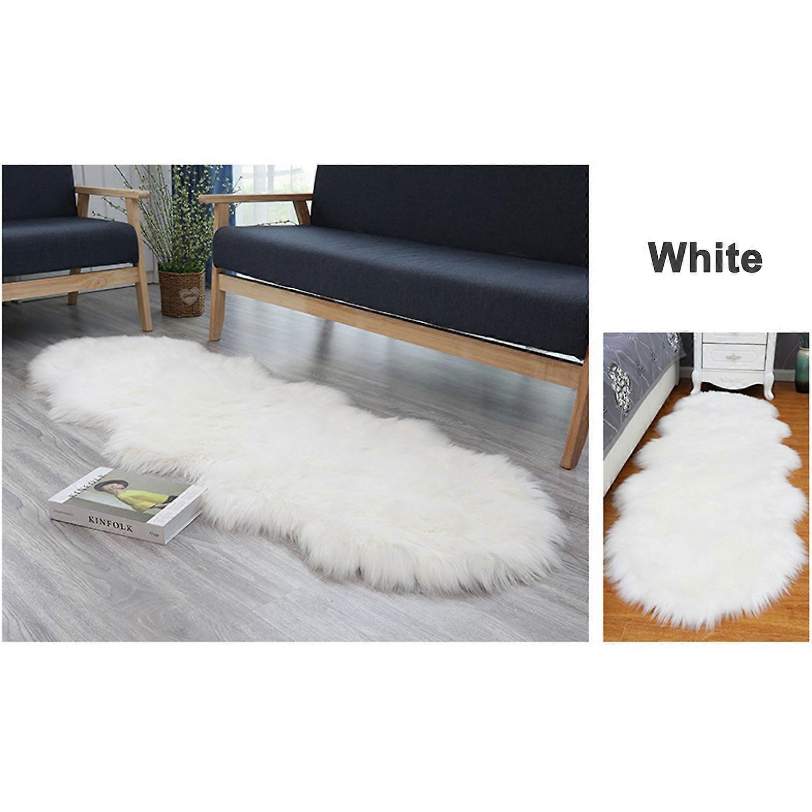 Soft Faux Sheepskin Fur Rug White Fluffy Area Rugs Chair Couch Cover ...