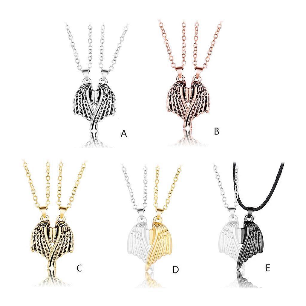 Angel Wings Couple Magnetic Distance Necklace Minimalist Matching Chain ...