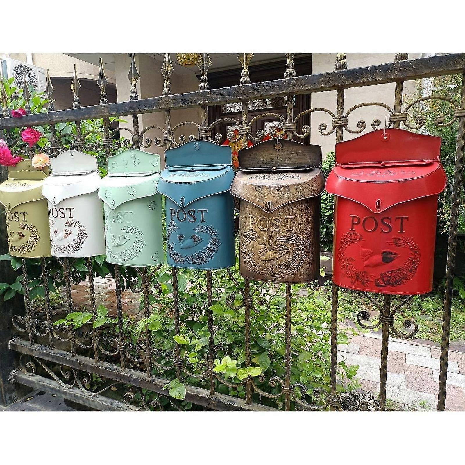 Shabby Chic Mailbox Residential Letter Box Catcher Iron Wall Mounted ...