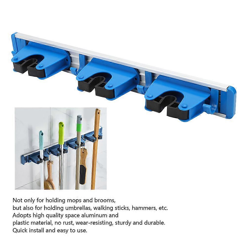 Mop Broom Holder Wall Mounted with 3 Sliding Positions Tool Rack ...