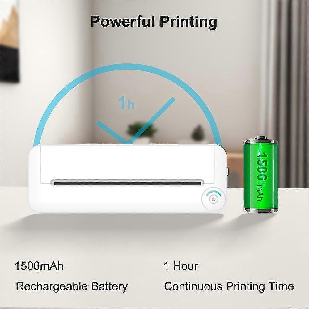 A4 Paper Printer Thermal Printing Wireless BT Printer Compatible with ...