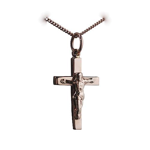 9ct Rose Gold 20x13mm solid block Crucifix Cross with a curb Chain 24 ...