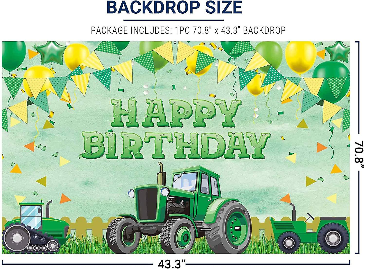 7x5ft Green Tractor Farmyard Theme Backdrops Party Supplies Baby Shower ...