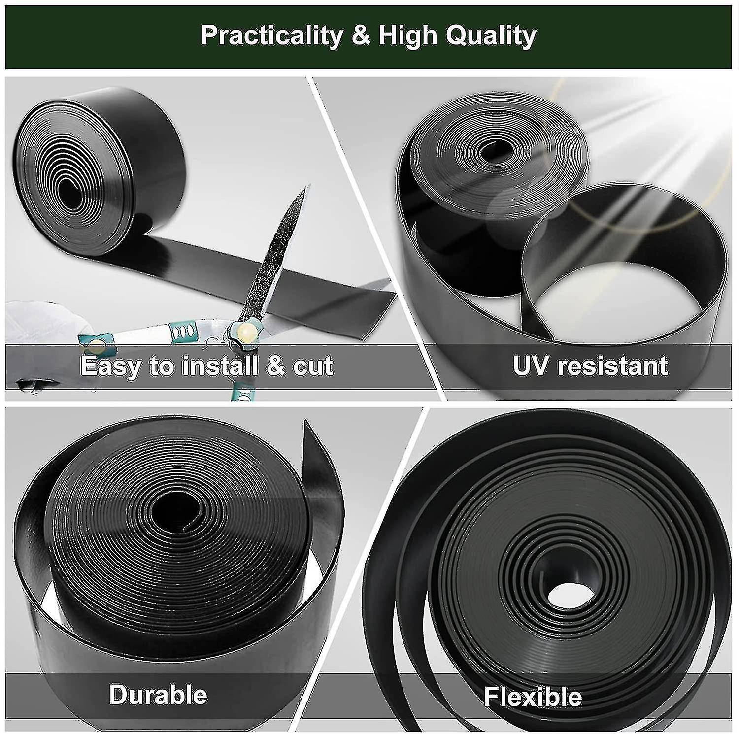 Garden Edging, 2.2mm Thickness Pe Flexible Plastic Lawn Edging Roll ...