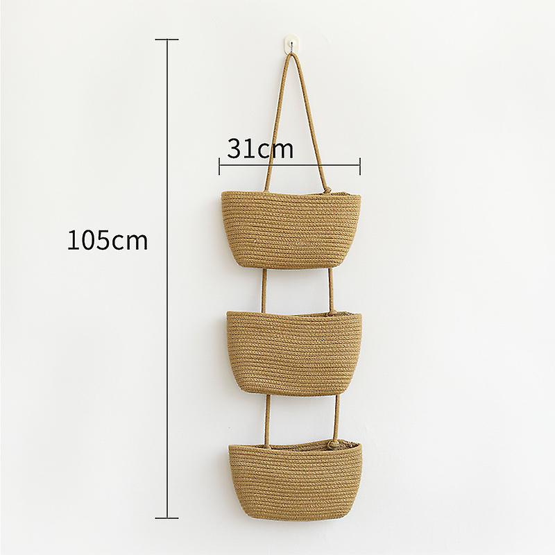 storage door hanging storage bag, 3-tier hanging basket made of woven ...