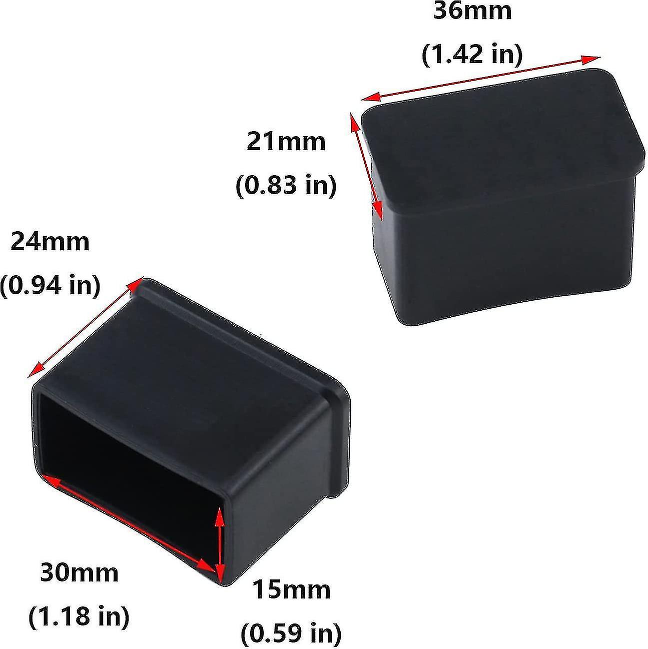 12 Pack 15 X 30 Mm Black Rectangular Rubber Felt Table Or Chair Leg ...