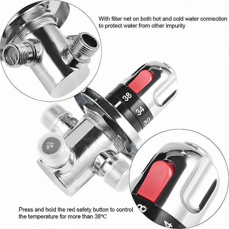 Hot Cold Water Mixer Valve Solid Brass Thermostatic Mixing Valve Fixed ...