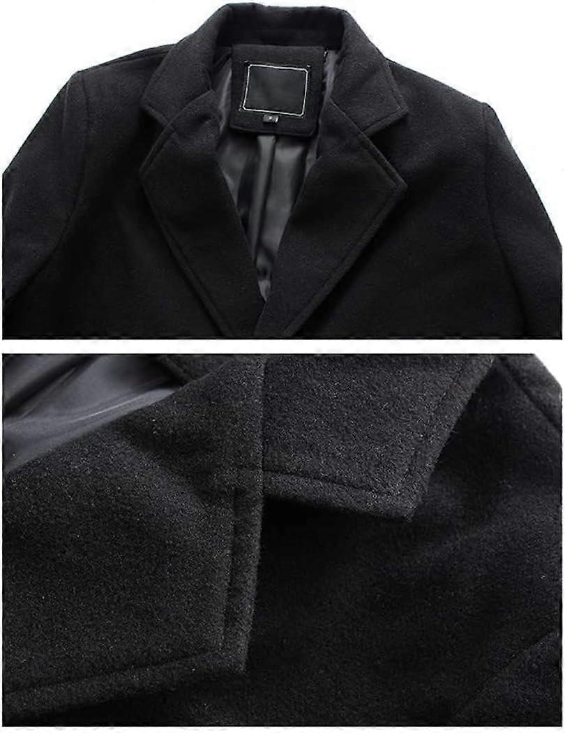 Men's Work Business Coat Classic Trench Overcoats Mid Long Wool Blend ...