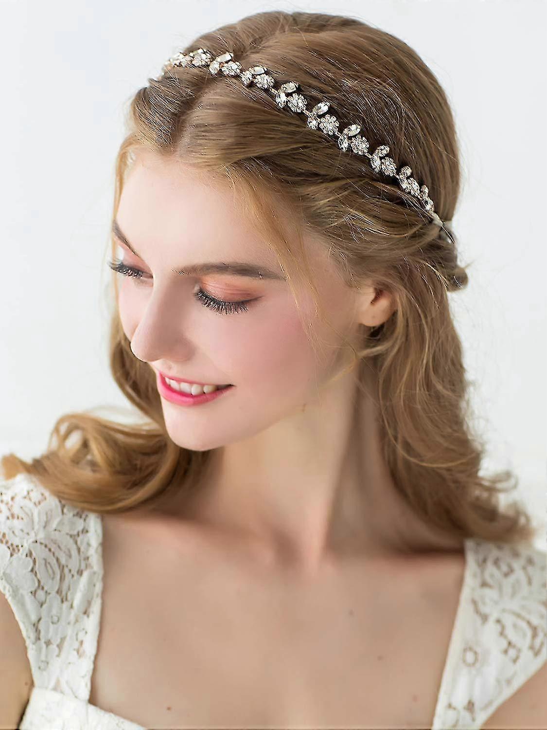 Rhinestone Bridal Headband Crystal Wedding Headpiece Gold Hair ...