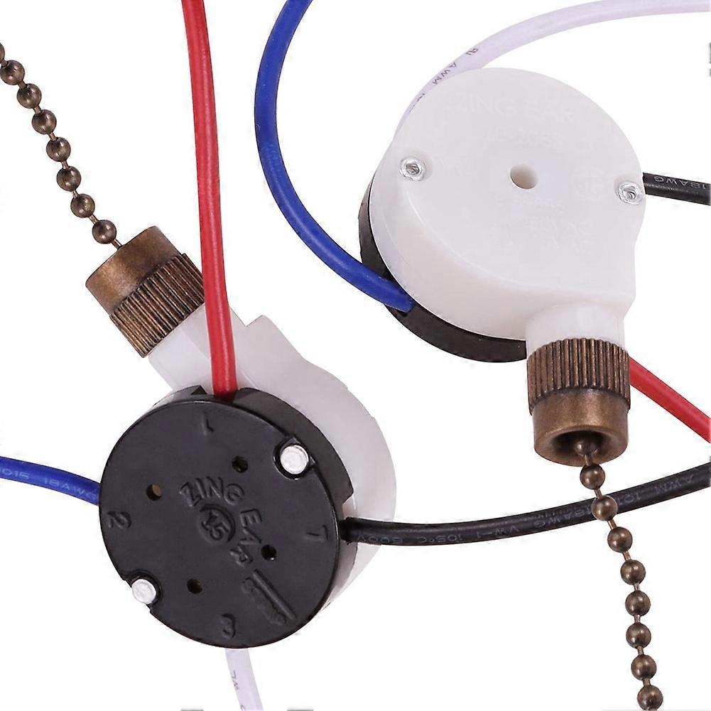 3X Ceiling Fan Switch Kit 3 Speed 4 Wire, Fan Zipper Speed Control ...