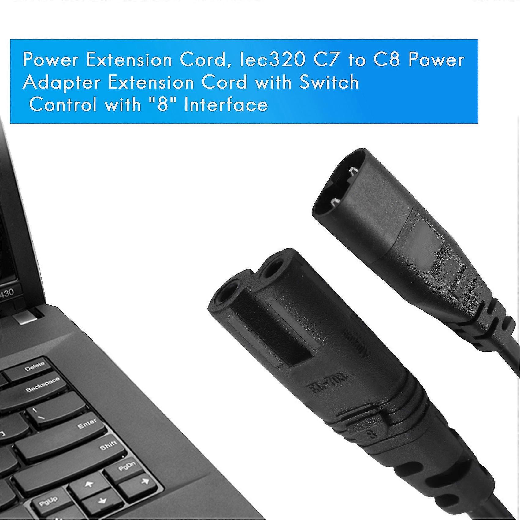 Power Extension Cord, Iec320 C7 to C8 Power Adapter Extension Cord with ...