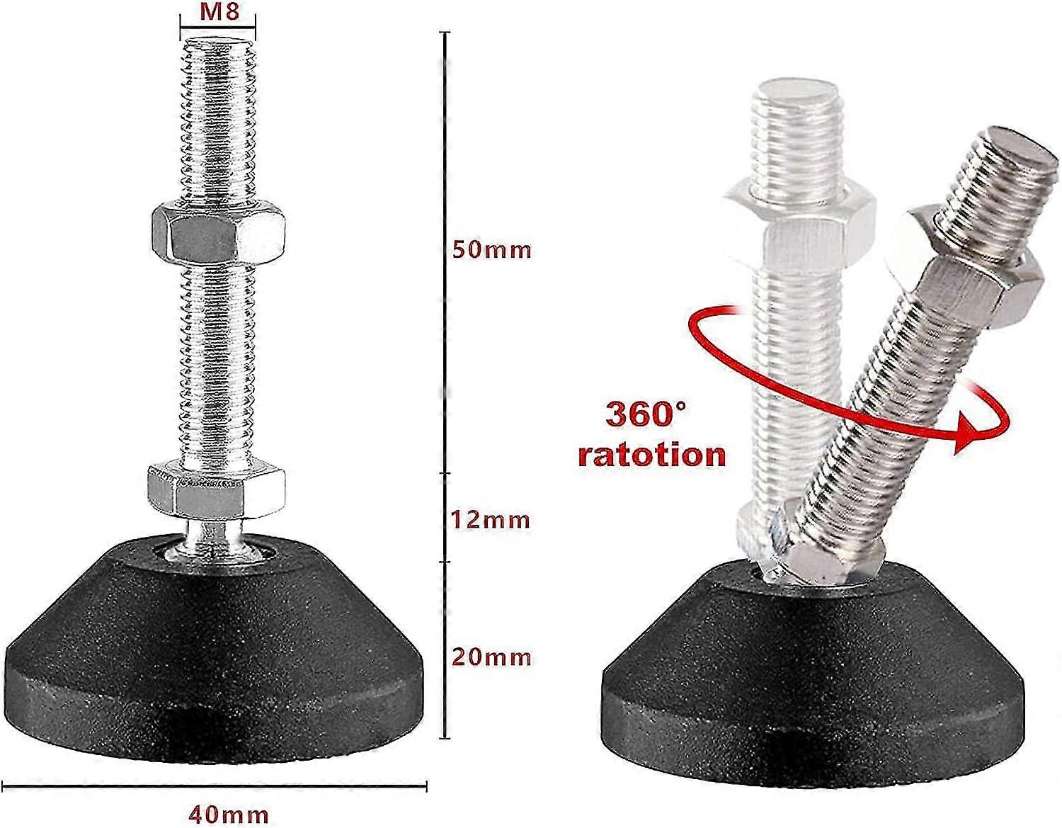 8 X M8 X 40mm Adjusting Feet, M8 Adjusting Screws For Furniture Legs ...