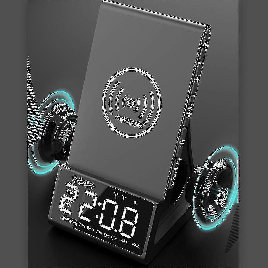 Digital Speaker Alarm Clock W/ Wireless Charging Bluetooth-compatible ...