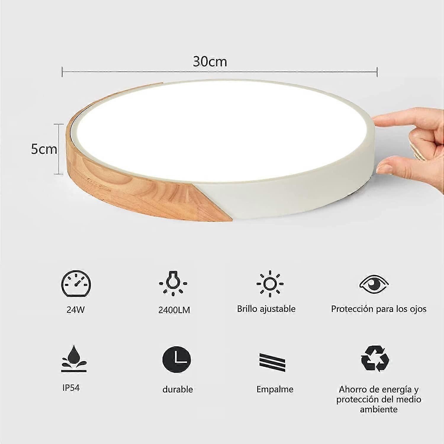 Led Ceiling Light,Wood Ceiling Light,18w Modern Round Wooden Led ...