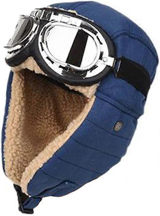 SBSG Aviator Hat Pilot Goggles Fur Ear Flaps Trooper Trapper Pilot Cap ...