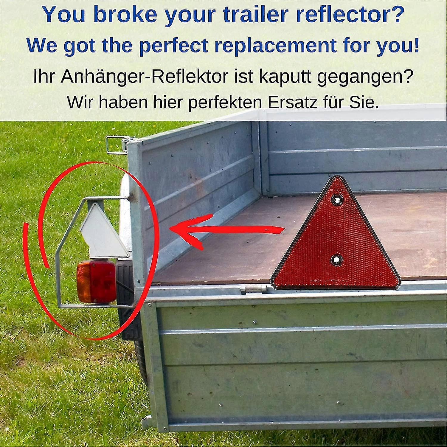 Triangular Trailer Reflector,set Of 2,15x15x15 Cm,hole Spacing 70 Mm ...