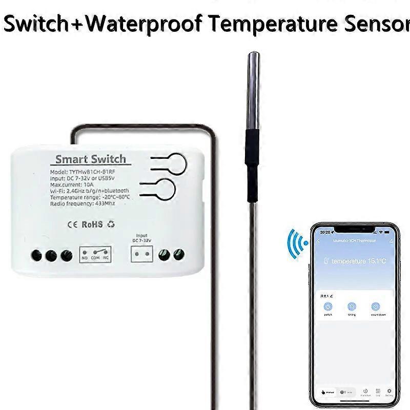 Tuya Smart 7-32V Temperature Humidity Switch Passive Dry Contact Relay ...