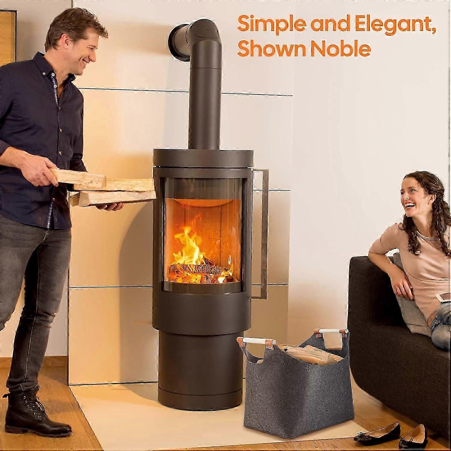 New Models Felt Firewood Basket with Handles Indoor Outdoor Fireplace ...