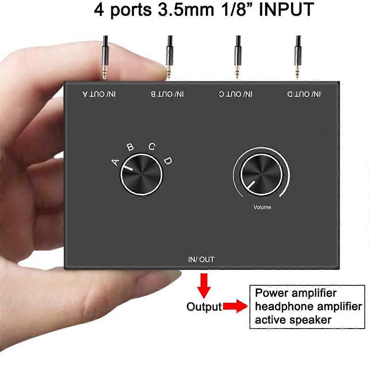 4 Way 3.5mm Jack Audio Switcher Stereo Bi-Directional Audio Switch ...