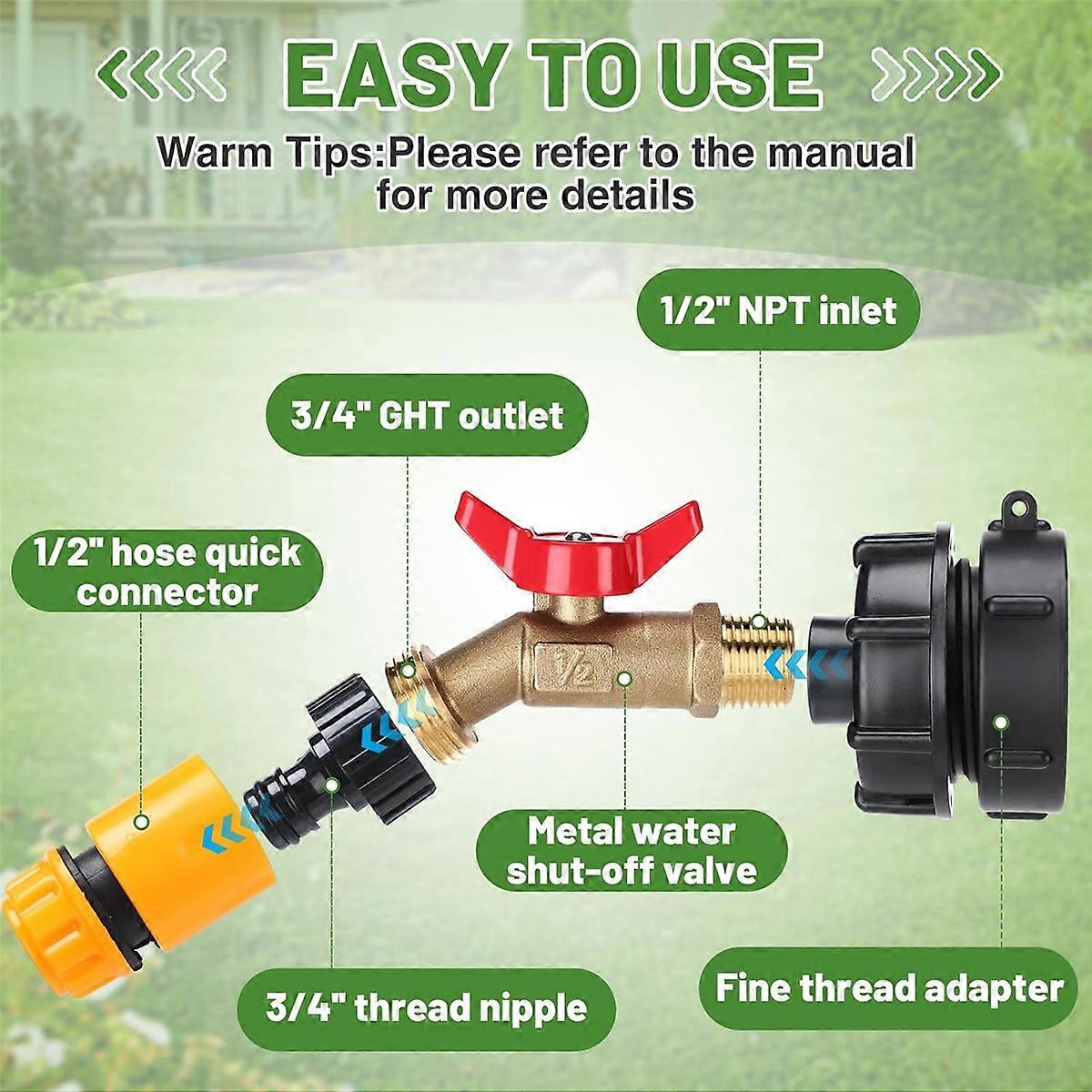 IBC Tote Water Tank Adapter -Fine Thread Fitting for 275-330 Gallon IBC ...