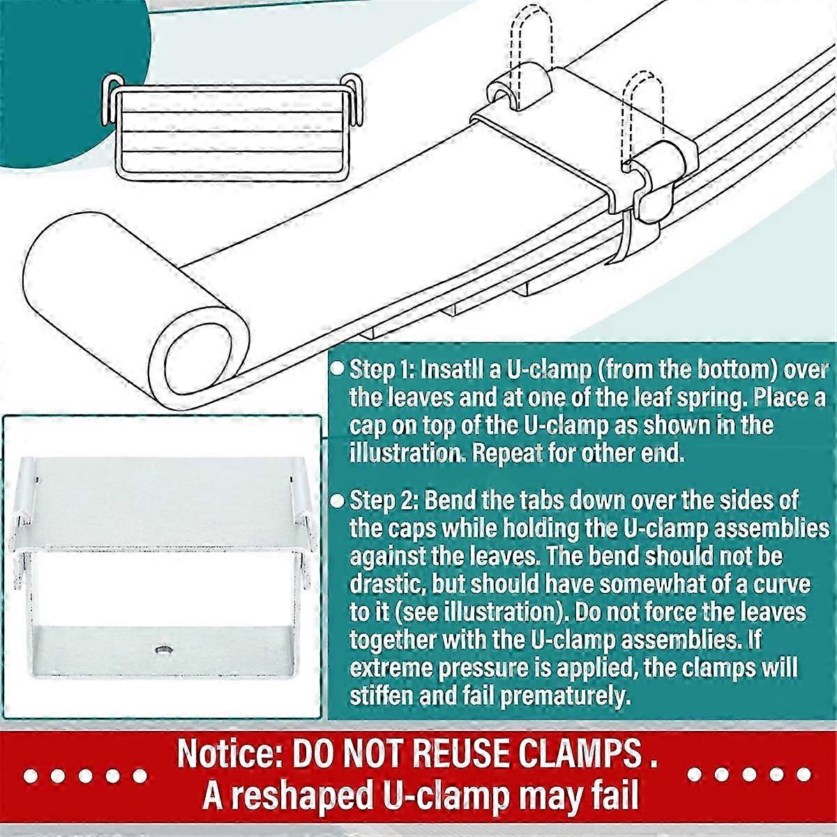 4 Pcs Leaf Spring Clamp Kit Leaf Springs Up to 2.5Inch Wide Lock Leaf ...