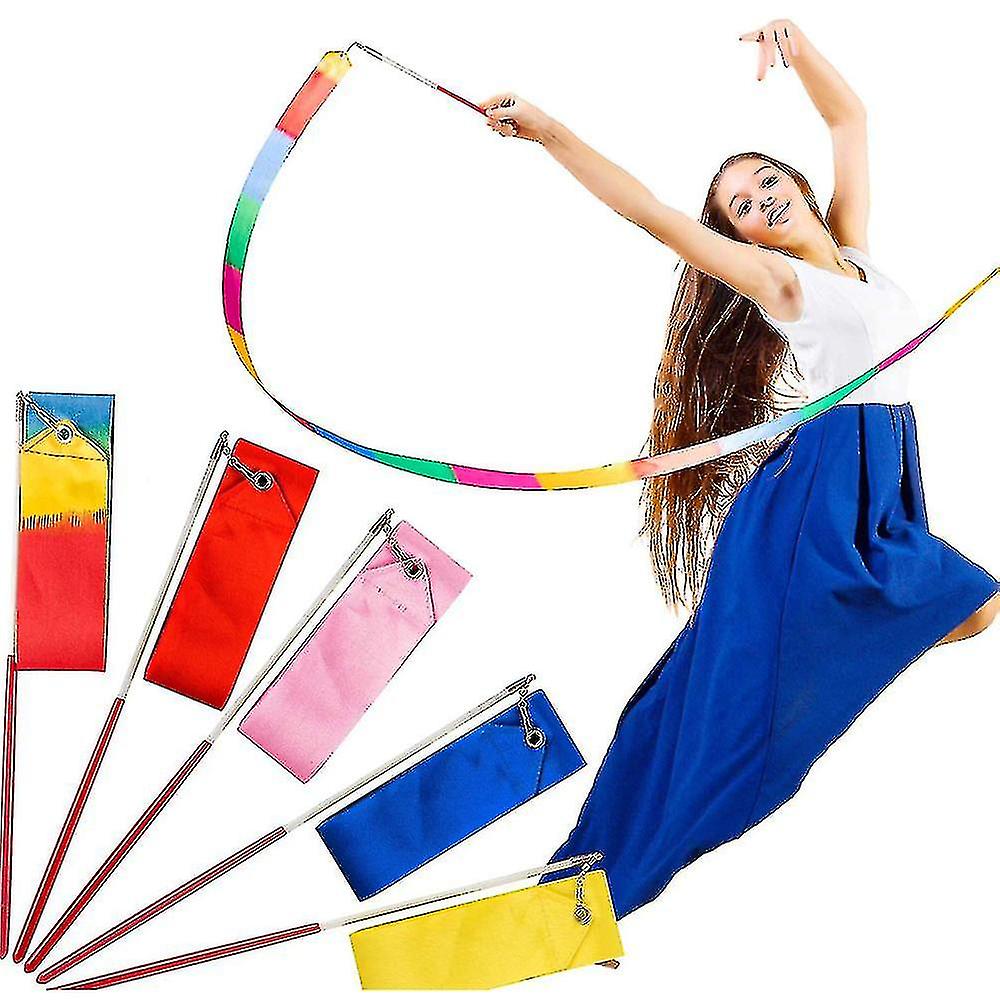 5 Pcs 2m Artistic Streamer Rhythmic Gymnastics Ribbon Wands - Dance ...