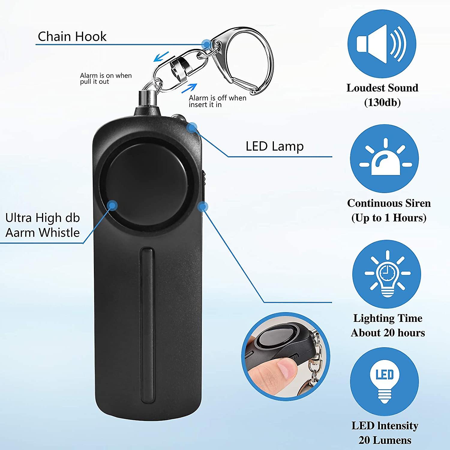 130db Personal Self Defense Siren, Alarm Keychain, Led Flashlight Siren ...