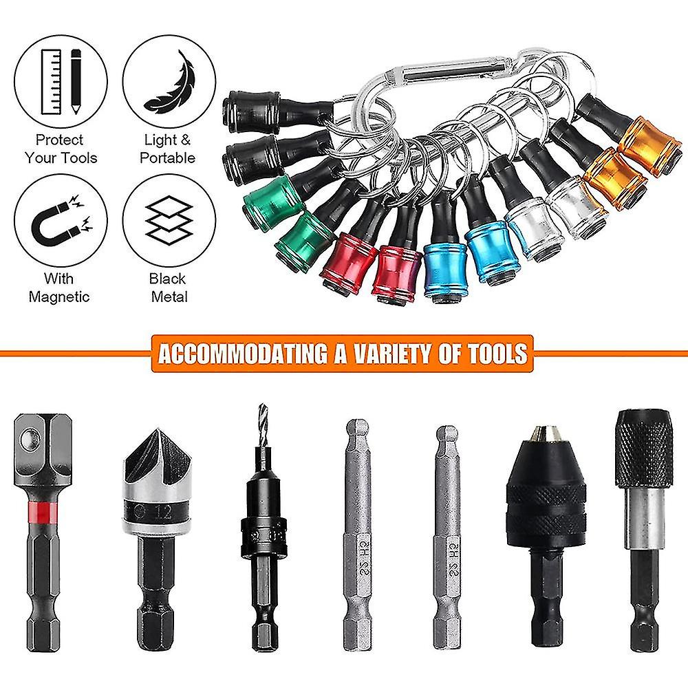 12pcs 1/4inch Hex Shank Screwdriver Bits Holder Extension Bar Keychain ...