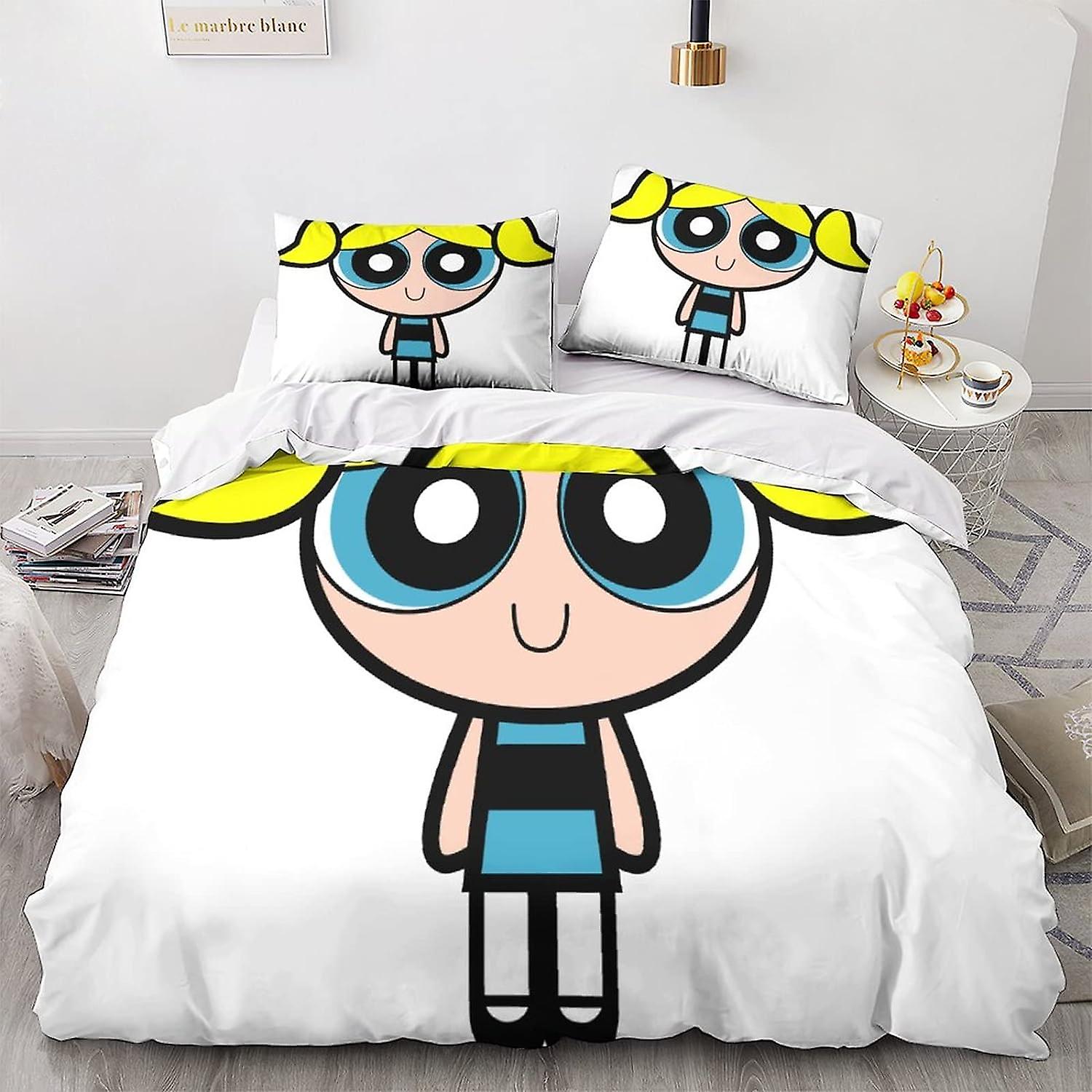 HOUKIG Powerpuff Girl Duvet Cover 3D Bedding Set Anime Characters Soft ...