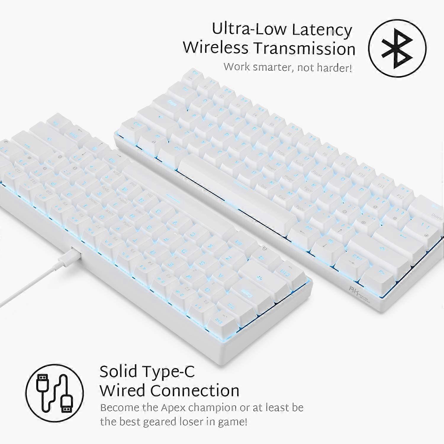 RK ROYAL KLUDGE RK61 Wireless 60% Mechanical Keyboard, 61 Keys ...