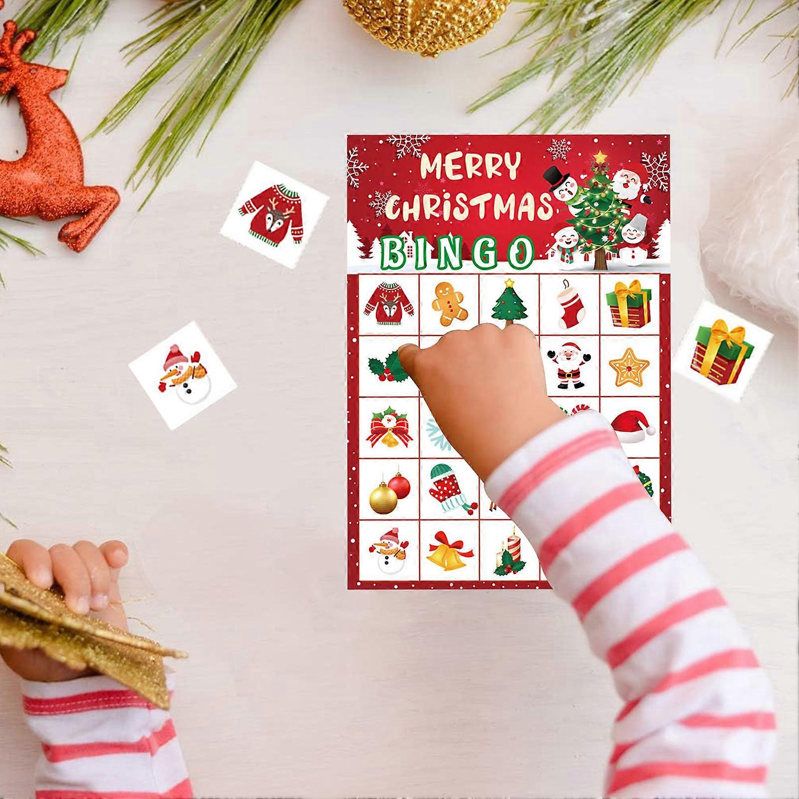 Christmas Bingo Game Cards Set Reusable Festive Holiday Bingo Cards ...