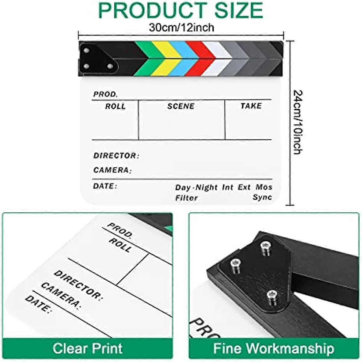 Film Clapper Board 12 x 10in Acrylic Plastic Director s Film Clapboard ...