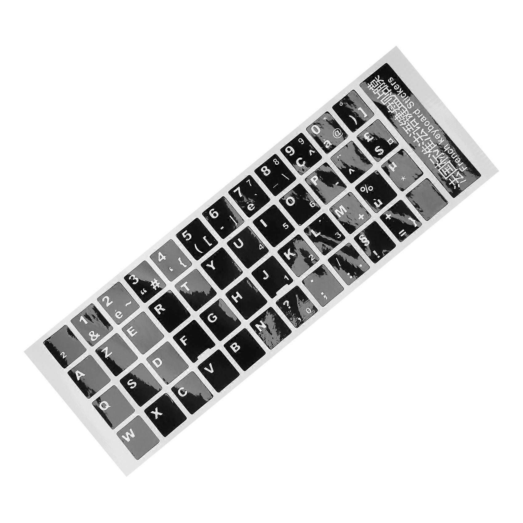 White Letters French Azerty Keyboard Sticker Cover Black for Laptop PC ...