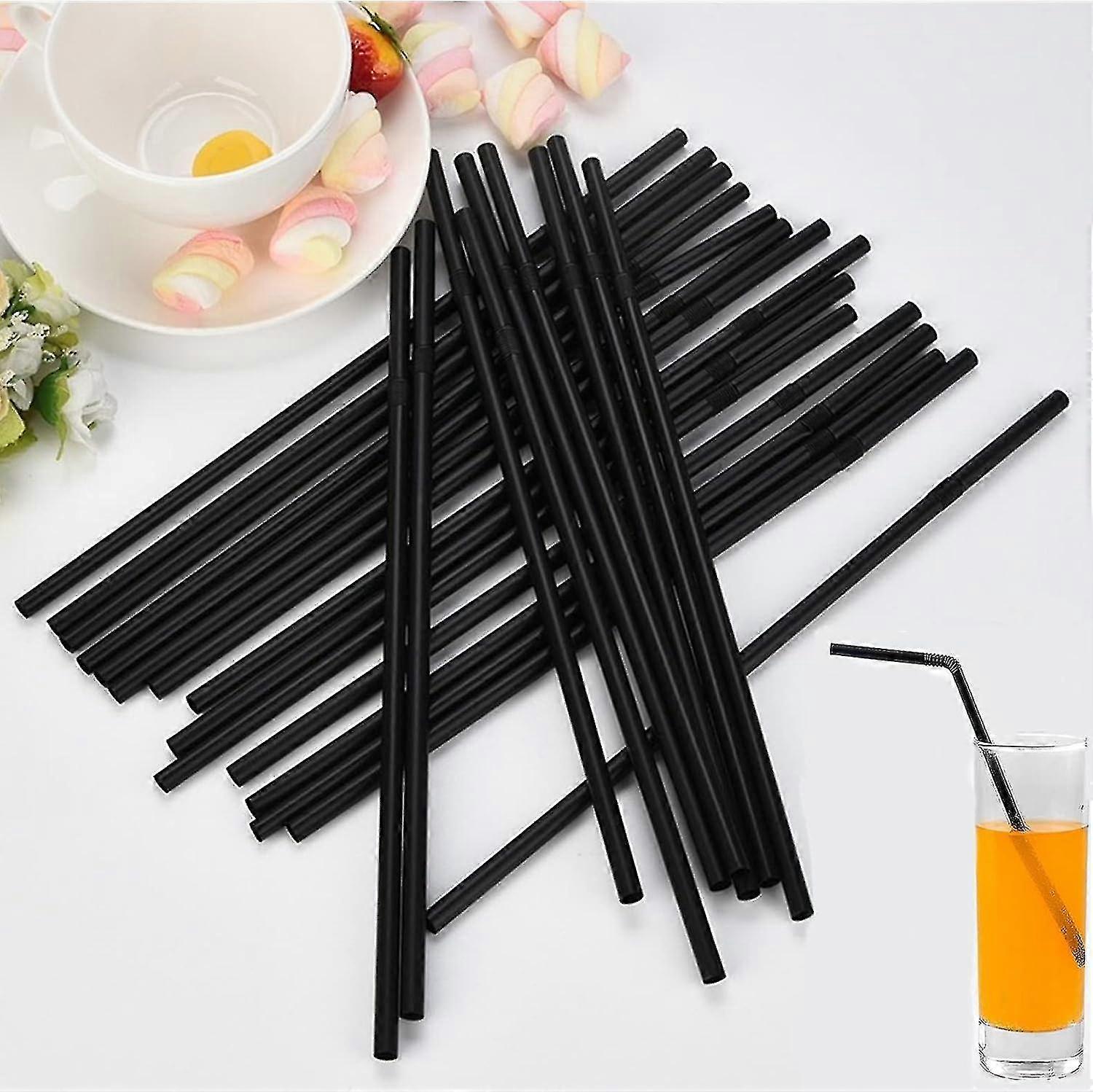 600 Pcs Plastic Straws, Black Reusable Straws For Drinks From Bar Party ...